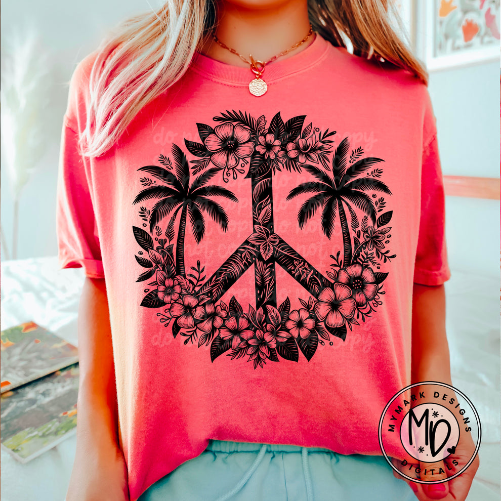 Palm Tree Peace : Single Color : PNG : Digital Download – MYMARK Digitals