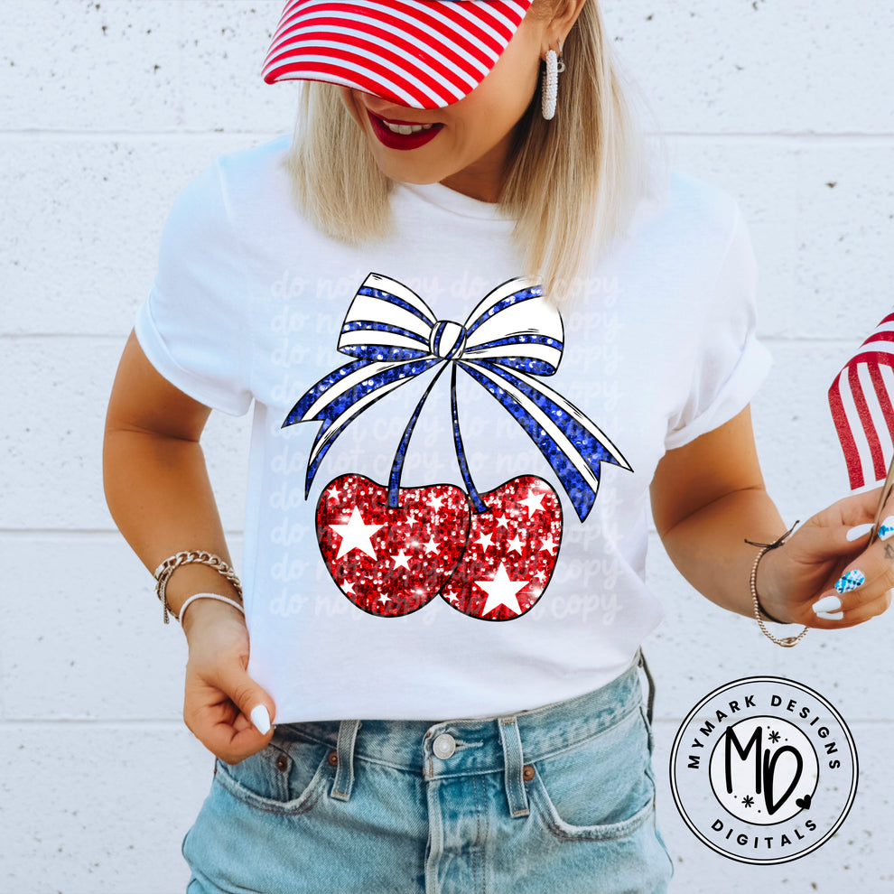 Patriotic Faux Sequin Cherries : PNG – MYMARK Digitals