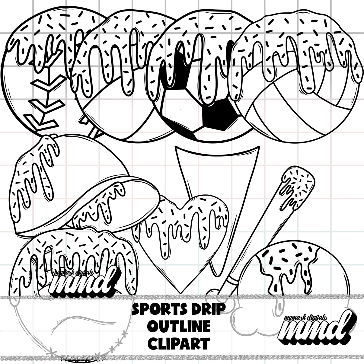 DRIP OUTLINE CLIPART | March Clipart 25 – MYMARK Digitals